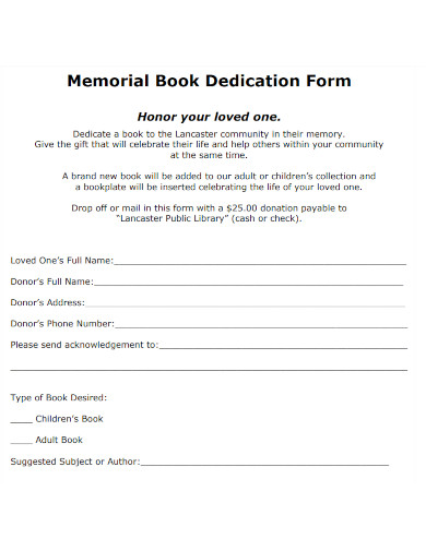 Book Dedication - Examples, PDF | Examples