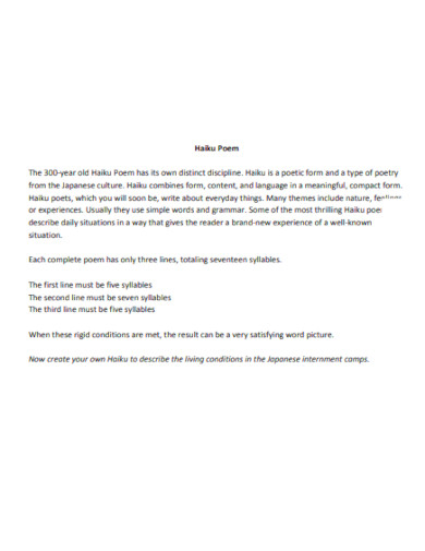 Haiku Poem - Examples, PDF | Examples