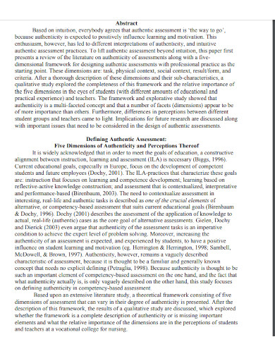 Authentic Assessment - Examples, PDF | Examples