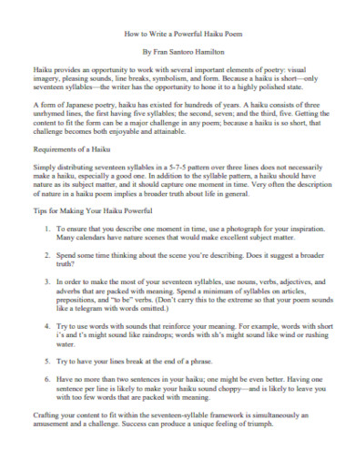 Haiku Poem - Examples, PDF | Examples