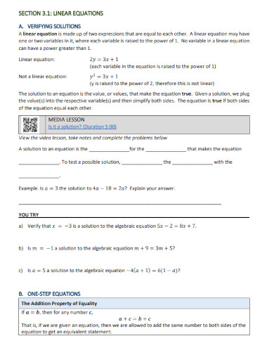 Linear Equations - Examples, Format, How to Graph, PDF