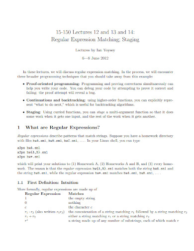 Regular Expression - Examples, PDF | Examples