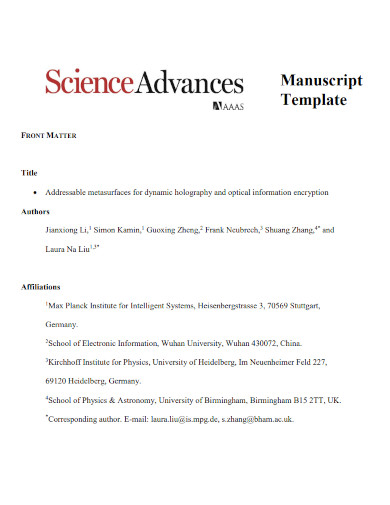 Science Manuscript Template – For authors – CYUL