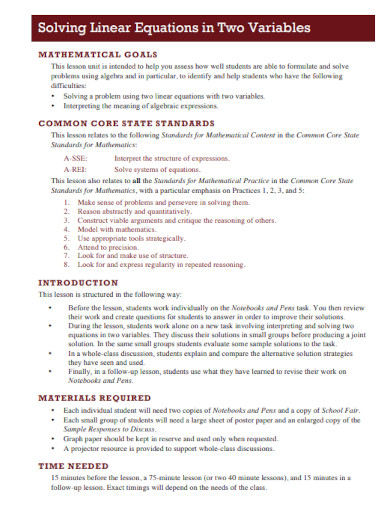 Linear Equations - Examples, Format, How to Graph, PDF