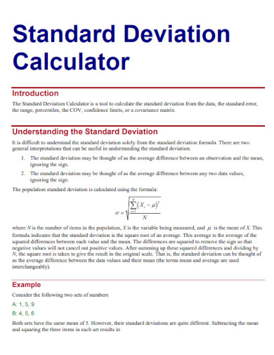 Standard Deviation - 99+ Examples, Format, How to Find, PDF