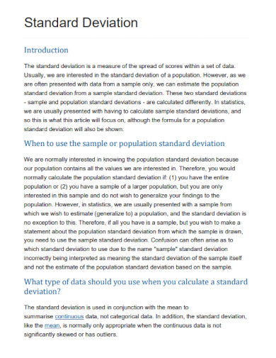 Standard Deviation - 99+ Examples, Format, How to Find, PDF