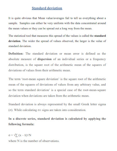 Standard Deviation - 99+ Examples, Format, How to Find, PDF