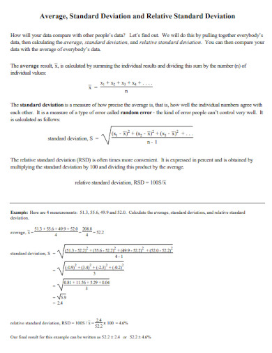 Standard Deviation - 99+ Examples, Format, How to Find, PDF