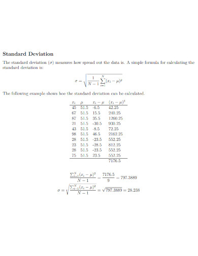 Standard Deviation - 99+ Examples, Format, How to Find, PDF