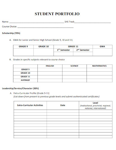 23+ Student Portfolio Examples - PDF | Examples