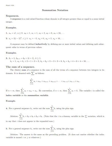 Summation - Examples, PDF | Examples