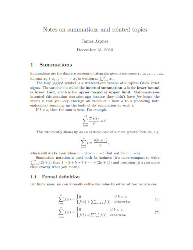 Summation - 99+ Examples, Format, How to Solve, PDF