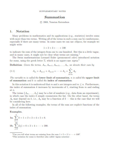 Summation - 99+ Examples, Format, How to Solve, PDF