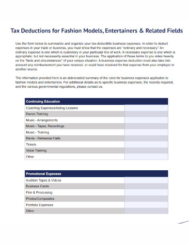Tax Deduction - Examples, PDF | Examples