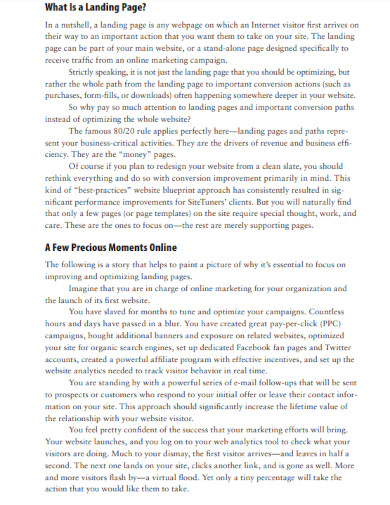 Landing Page - Examples, PDF | Examples