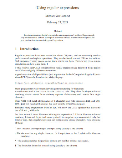 Regular Expression - Examples, PDF | Examples