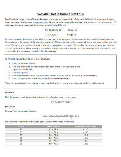 Standard Deviation - 99+ Examples, Format, How to Find, PDF