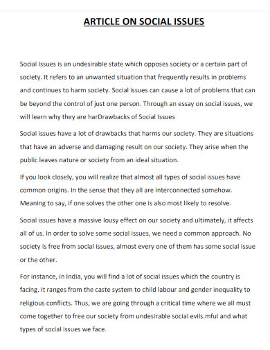 Social Issues - Examples, PDF | Examples
