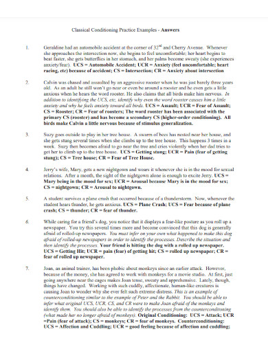 Classical Conditioning - Examples, PDF | Examples