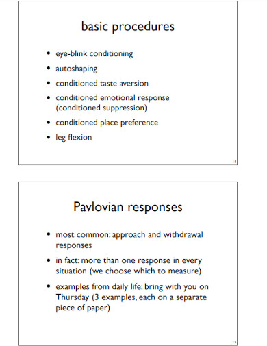 Classical Conditioning - Examples, PDF | Examples