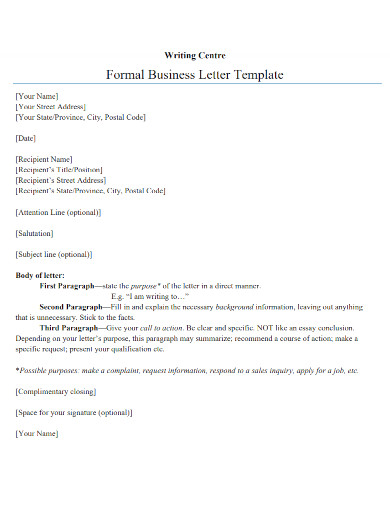 Formal Business Letter - Examples, PDF | Examples