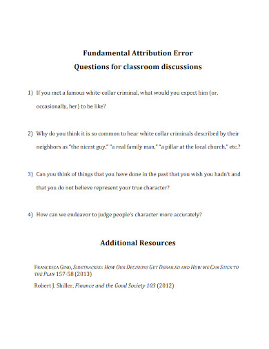 Fundamental Attribution Error - Examples, PDF | Examples