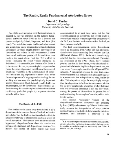 Fundamental Attribution Error - Examples, PDF | Examples