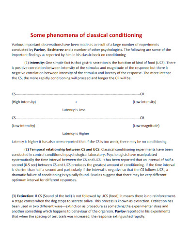 Classical Conditioning - Examples, PDF | Examples