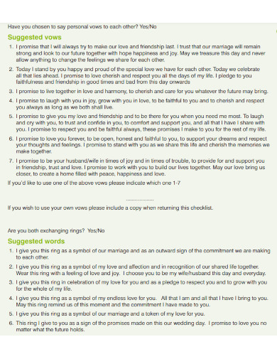 Wedding Vows - Examples, PDF | Examples