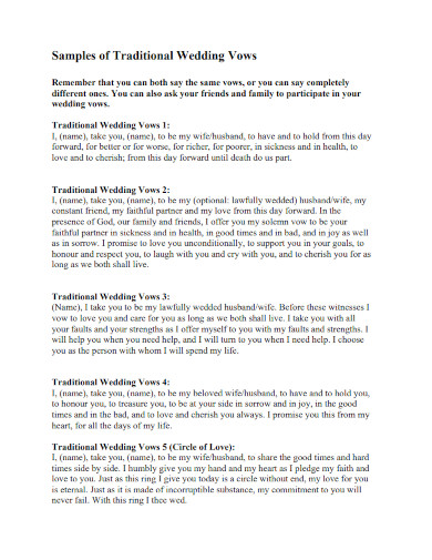 Wedding Vows - Examples, PDF | Examples