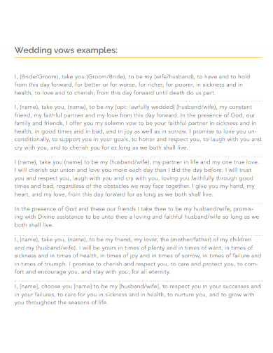 Wedding Vows - Examples, PDF | Examples