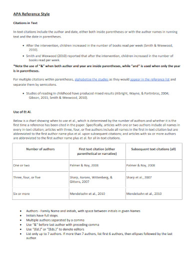 APA Format Reference Page - Examples, PDF | Examples