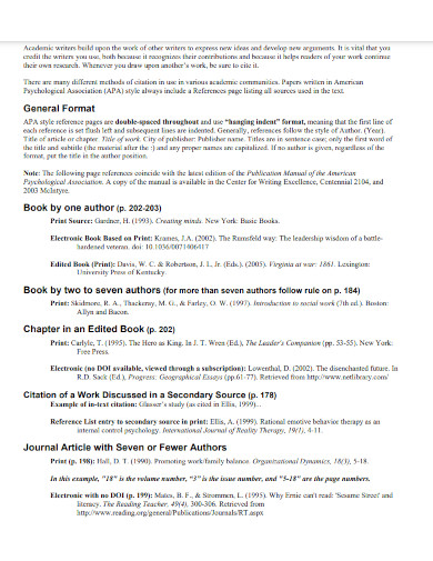 Apa Format Reference Page - Examples, Pdf | Examples