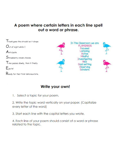 Acrostic Poem - Examples, PDF | Examples