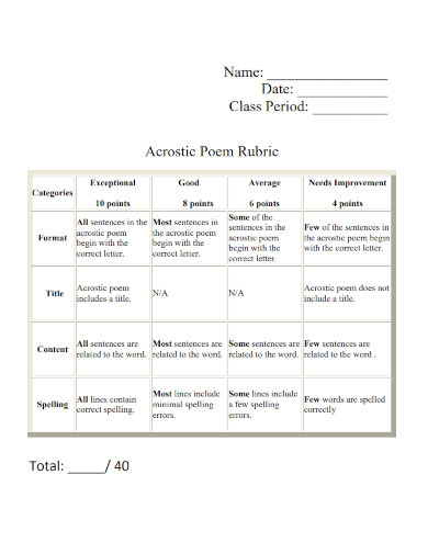 Acrostic Poem - Examples, PDF | Examples