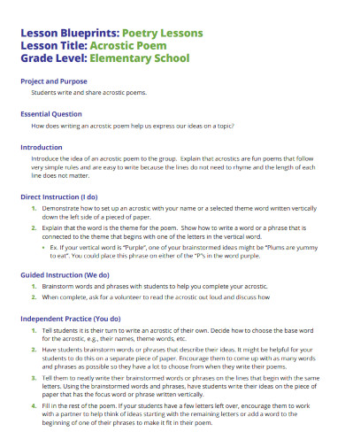 Acrostic Poem - Examples, PDF | Examples