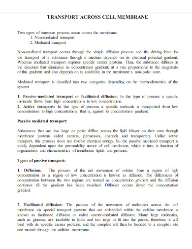 Active Transport - 10+ Examples, How to Identify, PDF