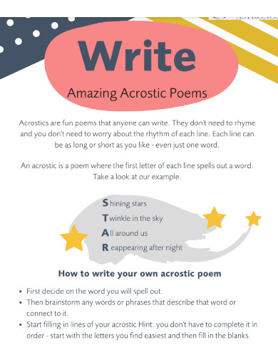 Acrostic Poem - Examples, PDF | Examples