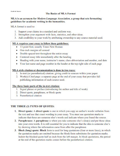 MLA Format Essay - Examples, PDF | Examples