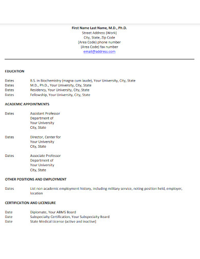 CV Format - Examples, PDF | Examples