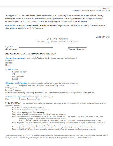 CV Format - Examples, PDF | Examples