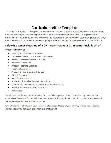 CV Format - Examples, PDF | Examples