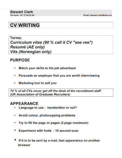 CV Format - Examples, PDF | Examples
