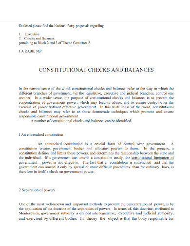 Checks and Balances - Examples, PDF | Examples