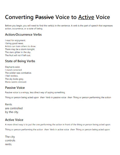 Active Voice - Examples, PDF | Examples