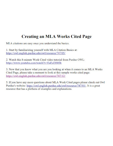 Works Cited Page - Examples, PDF | Examples