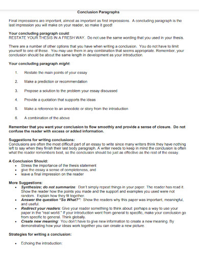 Conclusion Paragraph - Examples, PDF | Examples