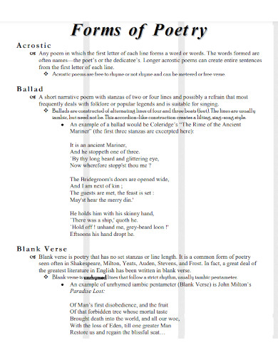 Poem - Examples, PDF | Examples