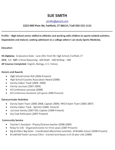 High School Resume - Examples, PDF | Examples
