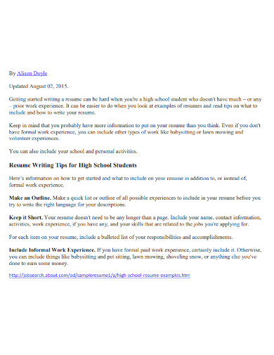 High School Resume - Examples, PDF | Examples